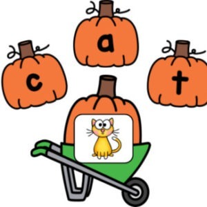 Pumpkin CVC Word Building Activity - A Dab of Glue Will Do